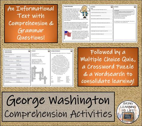 George Washington Reading Comprehension Activities Year 3 Or Year 4