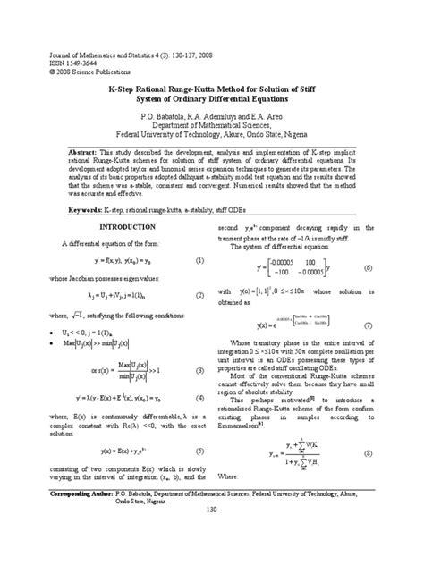 k step rational runge kutta method for solution of stiff system of ordinary differential