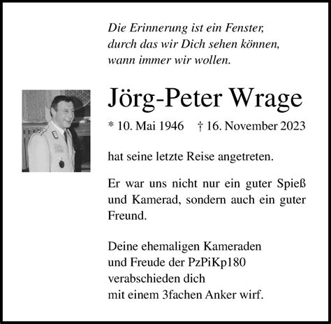 Traueranzeigen von Jörg Peter Wrage trauer anzeigen de