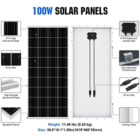ECO WORTHY Lot De 2 Panneaux Solaires 12 V 100 W Panneau Solaire De