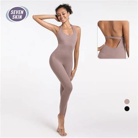 SEVEN SKIN Backless Sexy Yoga Sets Elástico Naked Feel Mujeres Mono