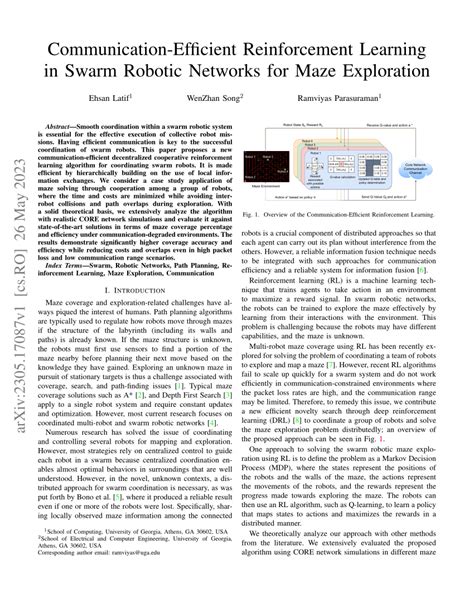 pdf communication efficient reinforcement learning in swarm robotic networks for maze exploration
