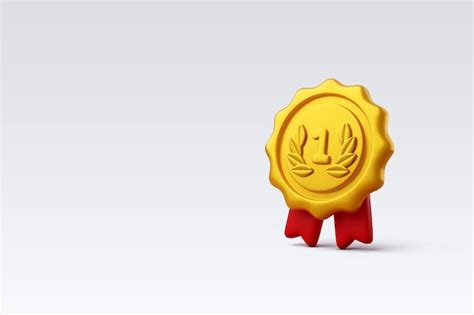 D Vector Ganador Medalla De Oro Con Cinta Roja Etiqueta De Garant A De