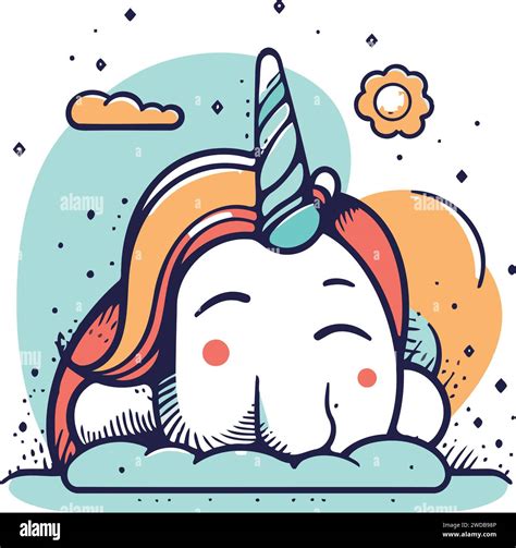 Unicorn Head In Doodle Style Vector Illustration Stock Vector Image