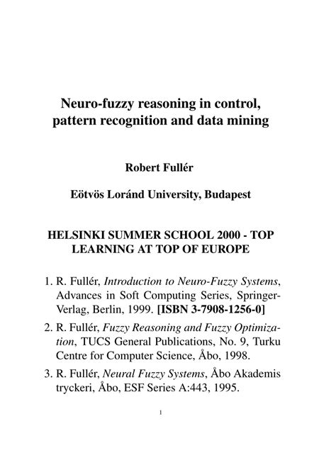 pdf neuro fuzzy reasoning in control pattern recognition and data mining
