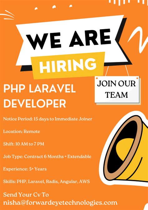 hiring for php laravel developer