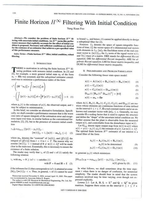 pdf discrete time h∞ filtering with initial condition