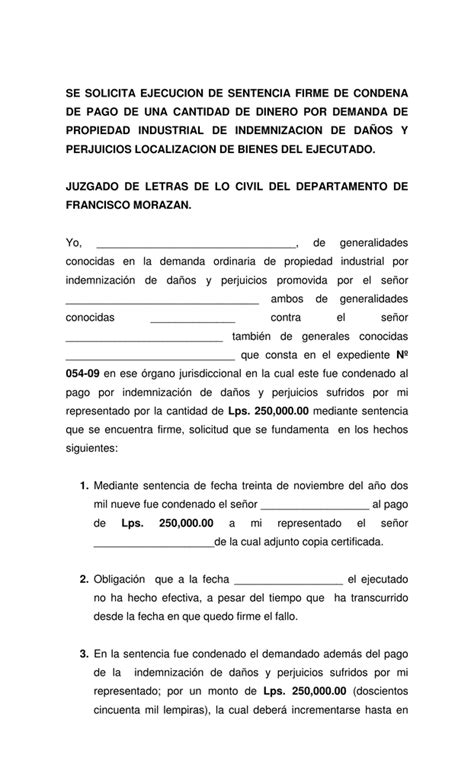 Modelo de ejecución de sentencia civil modelocontrato info