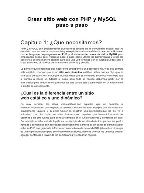 crear sitio web con php y mysql paso a paso pdf php html