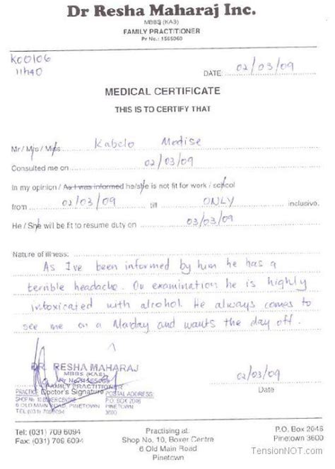 Free Fake Medical Certificate Template 3 Templates Intended For New