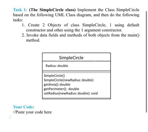 solved task 1 the simplecircle class implement the class