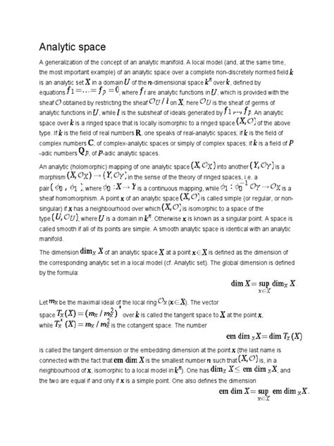 analytic space pdf holomorphic function vector space