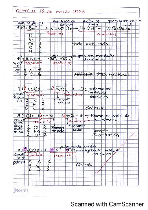 SOLUTION Ejercicio Tipos De Reaccion Studypool