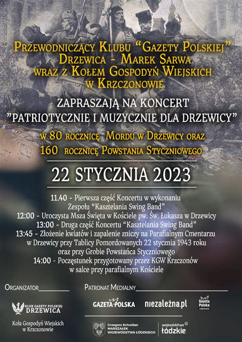 Kluby Gazety Polskiej DRZEWICA ZAPROSZENIE 22 01 Koncert