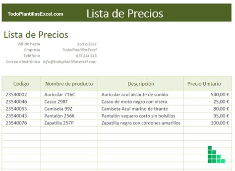 Ejemplos De Listas De Precios En Excel Image To U