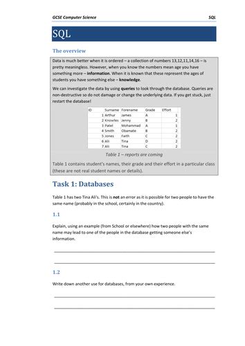 sql gcse computer science ocr 9 1 programming techniques teaching resources