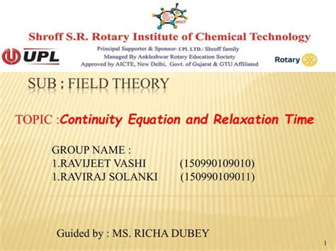 Continuity Equation And Relaxation Time PPT