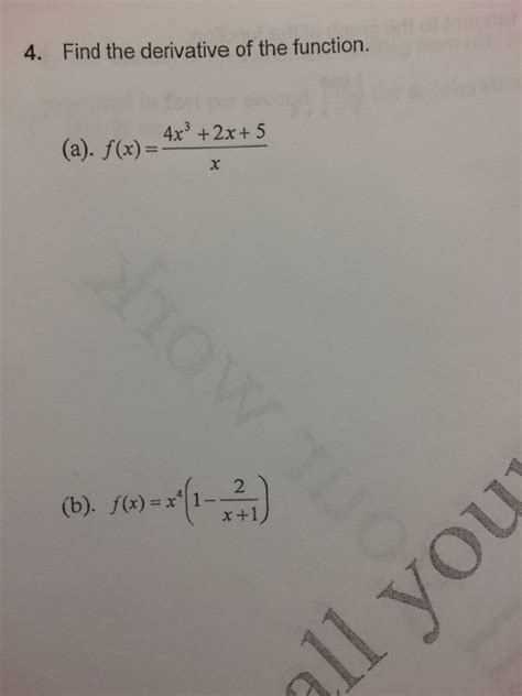 solved find the derivative of the function f x 4x 3