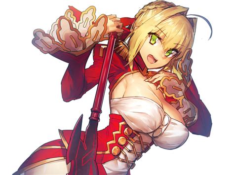 Blonde Hair Breasts Cleavage Dress Fategrand Order Fate Series Green Eyes Melon22 Nero