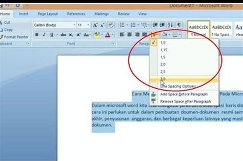 Cara Mengatur Spasi Di Word Untuk Mengatur Spasi Antar Baris Dan