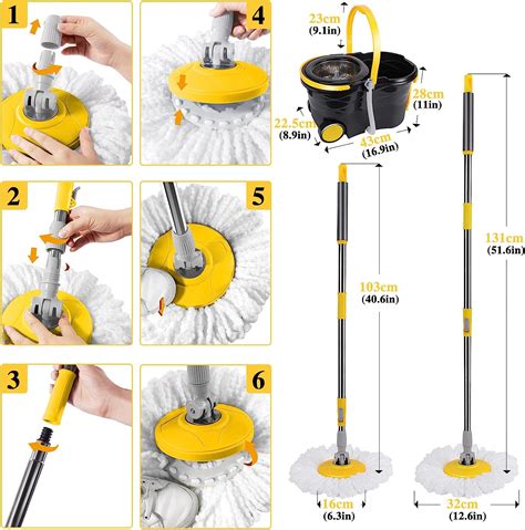 Buy Masthome Mop And Bucket With Wringer Set 360 Spinning Mop Bucket
