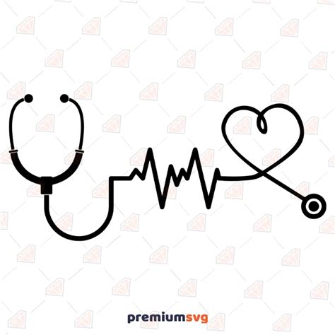 Black Nurse Stethoscope Heartbeat SVG Cut File PremiumSVG