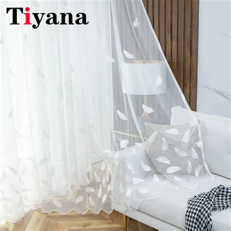 Rideaux De Plumes Brod S Blancs Fran Ais Rideaux En Tulle Transparent