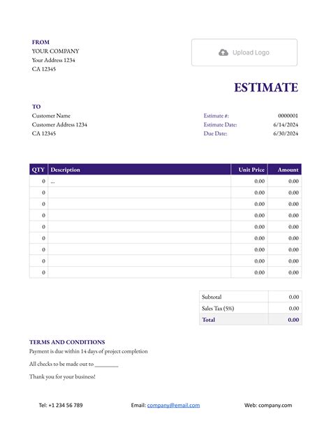Free Google Docs Estimate Template Docelf