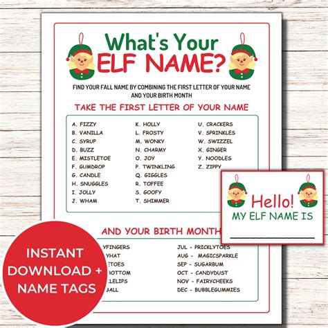 What S Your Elf Name Game Printable Elf Name Generator Game Fun
