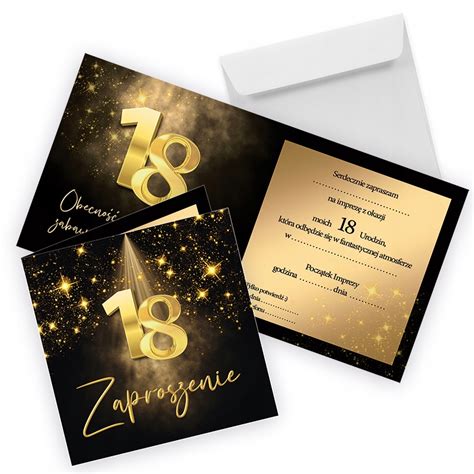 Zaproszenia na 18 Urodziny Blask plus Biała Koperta Z11 16 13353308084