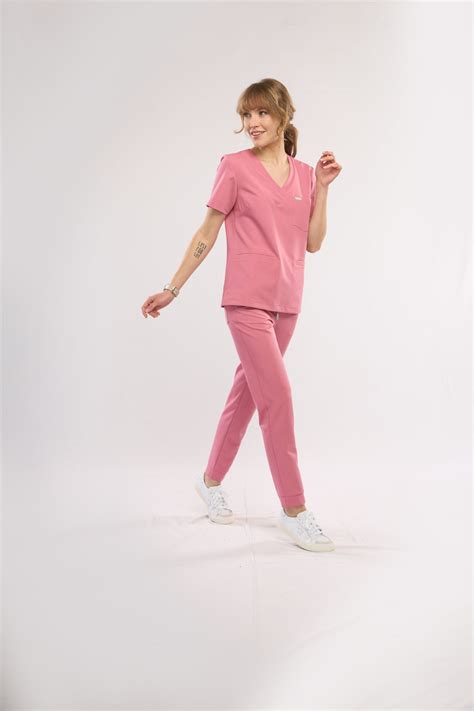 Spodnie Medyczne SLIM FIT Damskie ASH PINK Noshi Odzież Medyczna