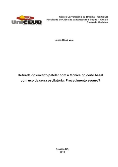 PDF Retirada Do Enxerto Patelar A T Cnica Do Corte Basal