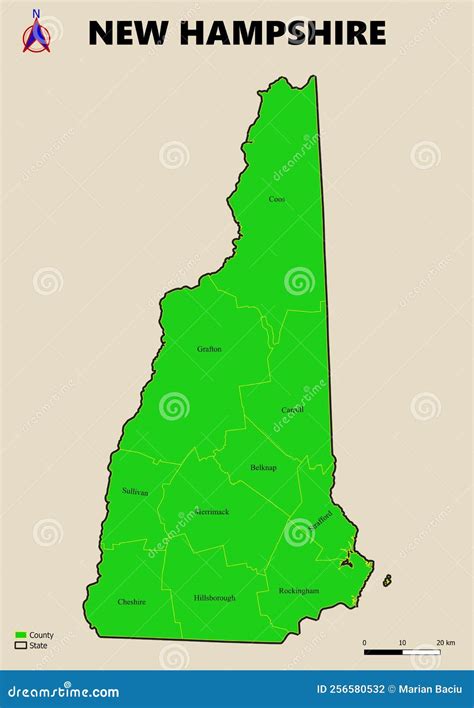 Illustration A Large Detailed Administrative Map Of The US American