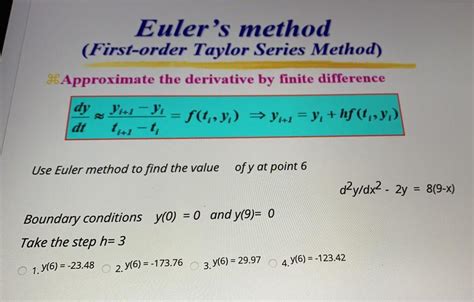 solved euler s method first order taylor series method
