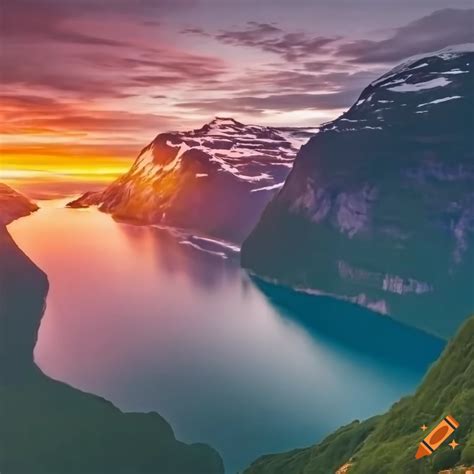 Stunning Sunset In Geirangerfjord On Craiyon