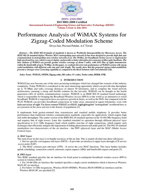 performance analysis of wimax systems for zigzag coded modulation scheme pdf orthogonal
