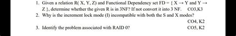 solved 1 given a relation r x y z and functional