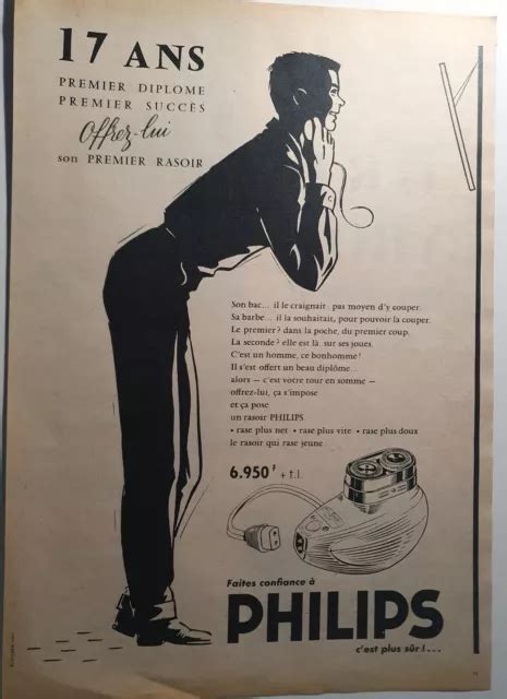PHILIPS RASOIR ANNÉE 1956 publicité coupure de presse EUR 2 00