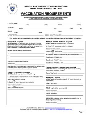 Fillable Online Medlabtek Vaccinations Form Medical Laboratory