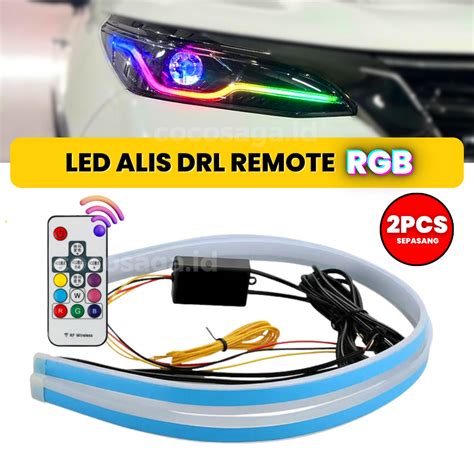 Jual Lampu LED Alis DRL Slim Tempel Remote RGB Sein Running 30cm