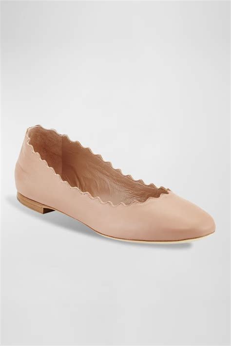 Chloe Scalloped Leather Ballet Flats Neiman Marcus