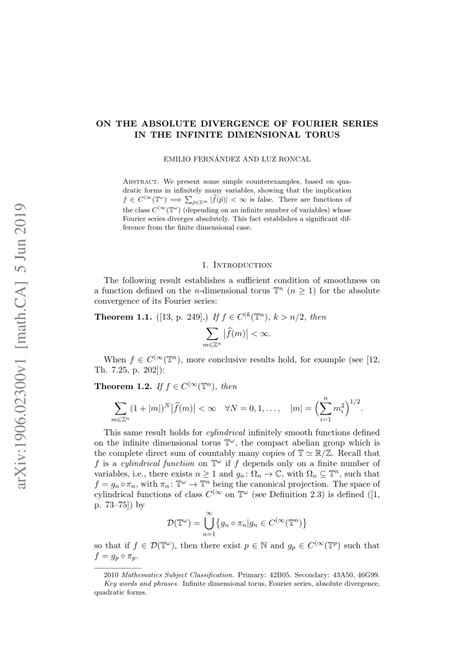 pdf on the absolute divergence of fourier series in the infinite dimensional torus