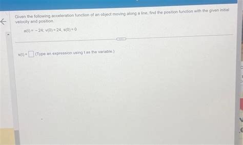 solved given the following acceleration function of an