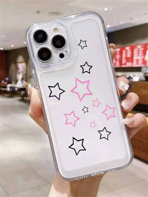 1 peça Capa de telefone transparente padrão de estrela Phone cases