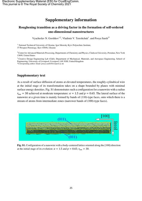 pdf roughening transition as a driving factor in the formation of self ordered one dimensional
