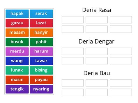 Kata Adjektif Pancaindera Tahun Sjkc Ordenar Por Grupo