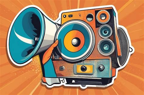 Premium Photo Halftone Loudspeaker In Hand Vintage Collage Element