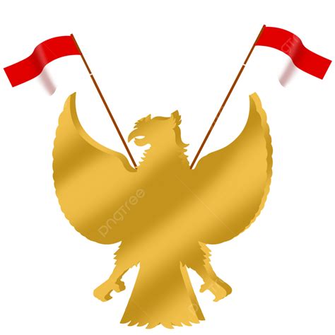 Pájaro Garuda Con Dos Banderas Rojas Y Blancas PNG Garuda Bandera