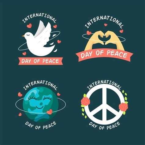 Free Vector International Day Of Peace Labels Set In 2023