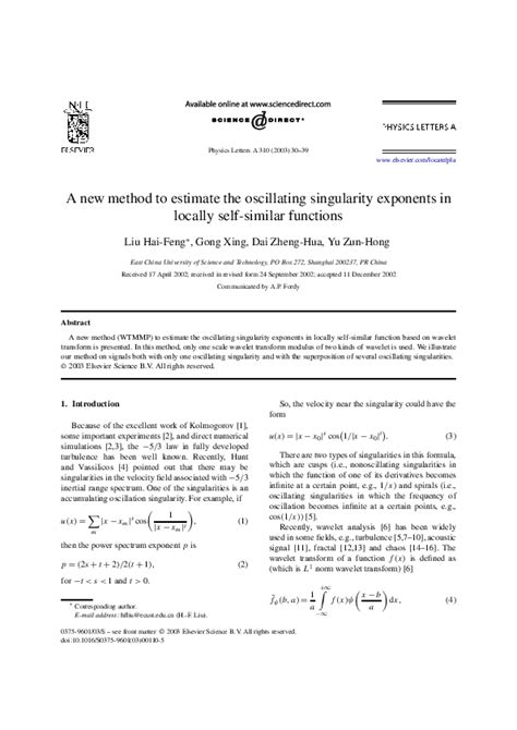 pdf a new method to estimate the oscillating singularity exponents in locally self similar